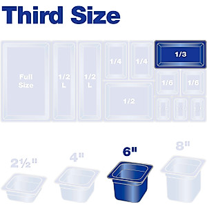 Carlisle FoodService Products Plastic Food Pan 1/3 Size 6 Inches Deep, Clear