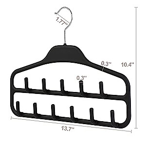 ROSOS Belt Hanger Holder Organizer 2 Pack, Non Slip Belt Rack with 360 Degree Swivel Hooks, Sturdy Belt Organizer for Closet Storage Ideal for Belts, Ties, Tank Tops, Scarves and Masks, Black