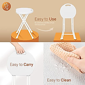 VINGLI Plastic Folding Stools Chair for Sitting, Heavy Duty Metal Frame HDPE Top Lightweight Portable Round Seats for Indoor Outdoor Camping Use, White, Set of 4