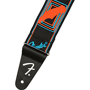 Fender Neon Monogrammed Guitar Strap, 2in, Blue/Orange