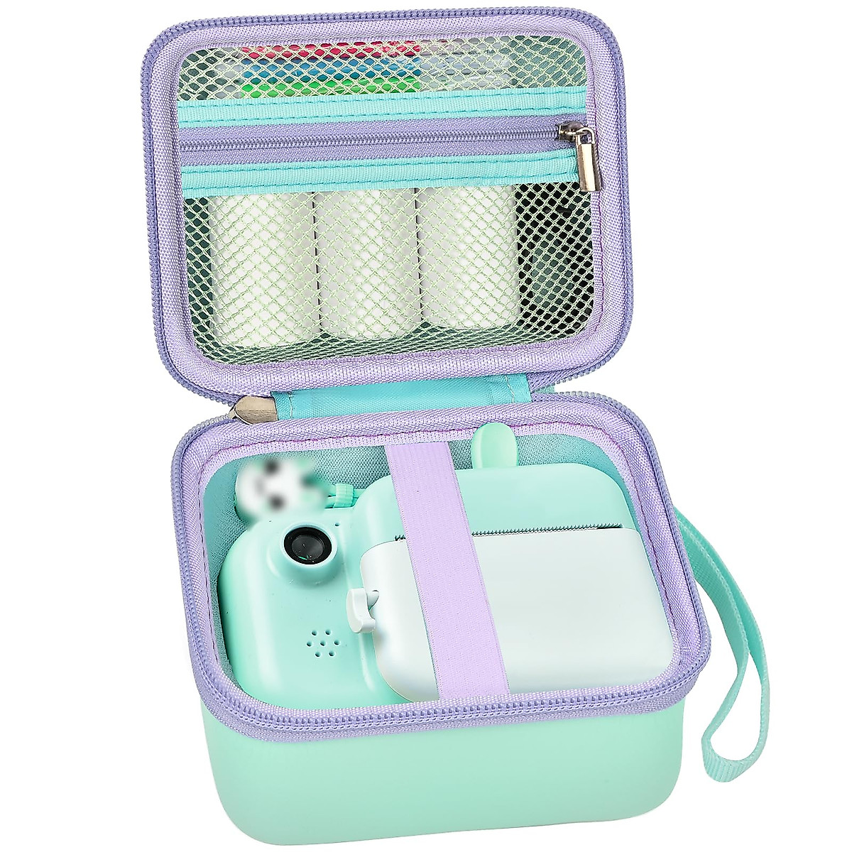 PAIYULE Kid Camera Case Compatible with Instant Camera for Kids Digital Video Cameras Storage Holder Bag for Girls Toddler Camera And Print Paper(Box Only) (Green)