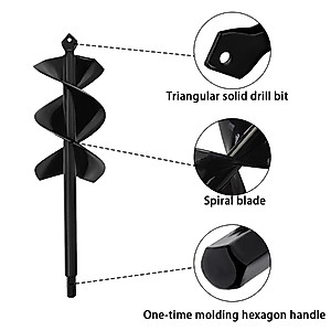 Auger Drill Bit for Planting 3"x12" Upgrade Garden Auger Spiral Drill Bit Bulb Planter Auger Post Hole Digger Garden Spiral Hole Drill Soil Auger Planting Auger for Hex Driver Drill Solid Shaft
