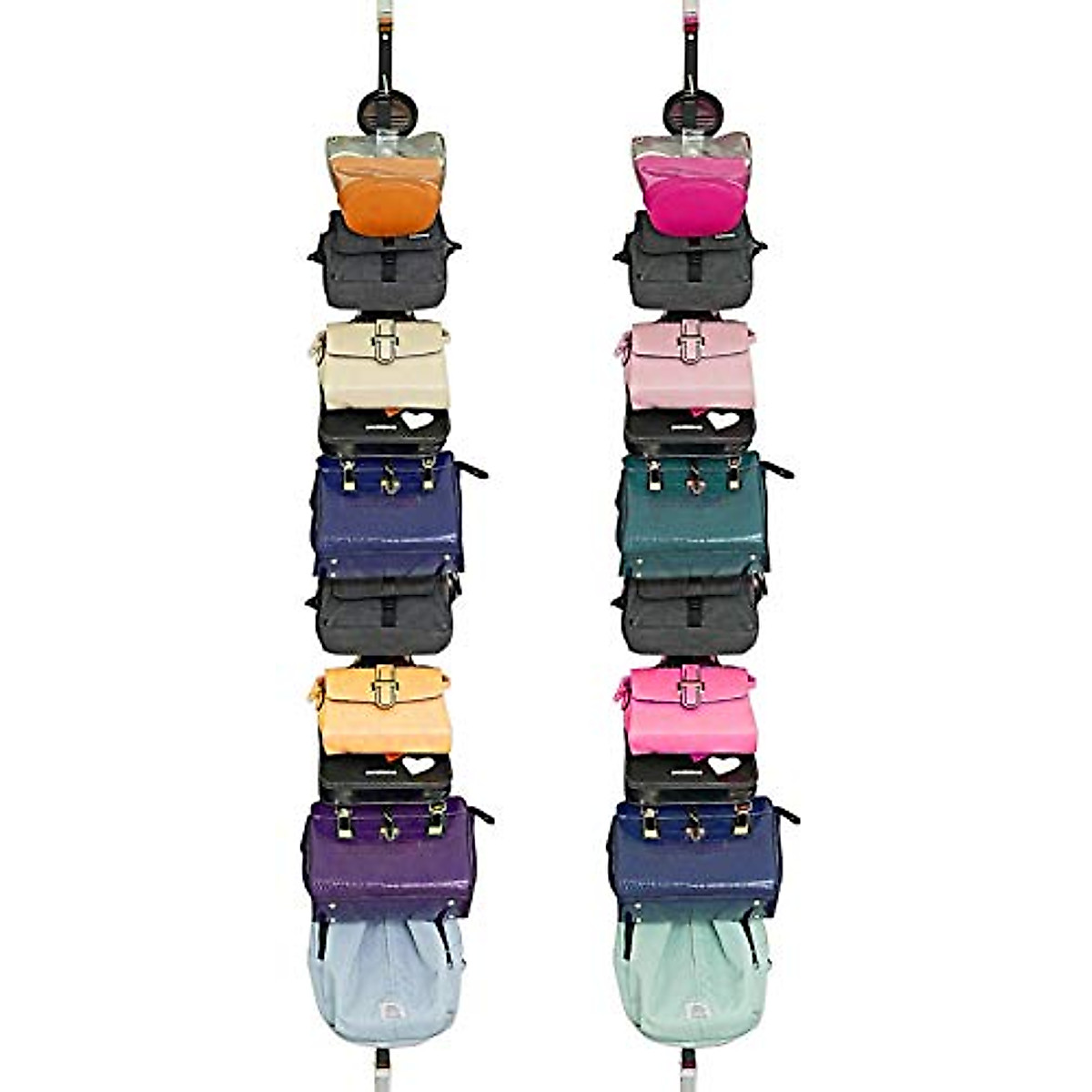 OVOY Bag-Organizer-Rack-Holder Purse Hanger for Door - 20 Hooks for Handbags for Closet and Door 2Pcs-Fit Door Thickness 1.3-1.5" (Black, 2PCS(Fit Door Thickness 1.3-1.5"))