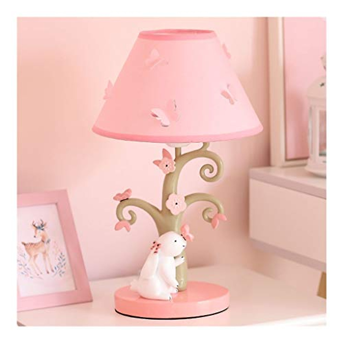 Useful Rabbit Table Lamp for Kids Creative Sweet Cute Bedtime Nightstand Eye-caring Desk Lamps for Children Girls Bedroom Reading Gift Desk lamp (Color : Butterfly Lampshade)