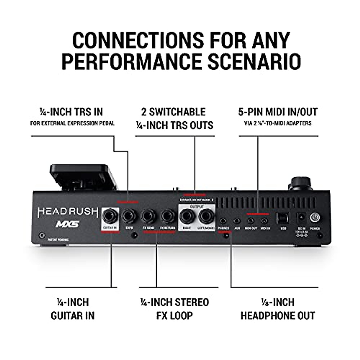HEADRUSH MX5 - Black - Electric Guitar Multi Effects Pedal with Touch Screen, Expression Pedal, Looper, and Audio Interface