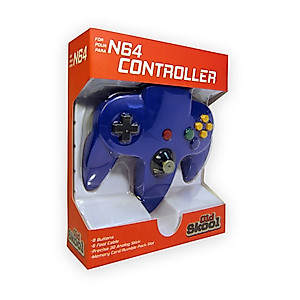 Old Skool Classic Wired Controller Joystick Compatible with Nintendo 64 N64 Game System - Blue