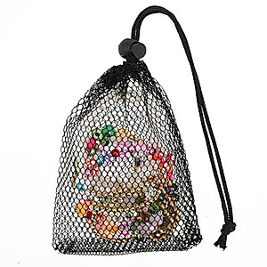 COMNICO Small Mesh Bags, 12Pcs Nylon Storage Bags for Washing Machine Black Mesh Drawstring Bag Portable Travel Stuff Bags with Sliding Drawstring for Travel Sports Storage Toy Outdoor Activities