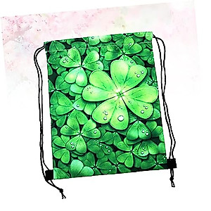 PACKOVE 3pcs Four leaf storage bag Drawstring backpack sport backpack St Patrick Day sack irish party party decor shopping bag printed travel bag printing gift bag Ireland Tackle Backpack