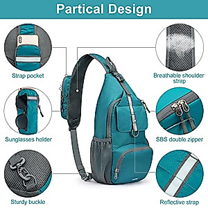 G4Free Packable Crossbody Sling Backpack, Small Travel Hiking Daypack Casual Foldable Shoulder Chest Bag(Teal)