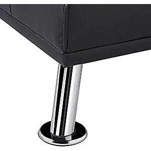 HCWORLD Modern Faux Leather Couch Futon Bed Convertible Home Recliner Furniture with Armrest & Fold Up & Down Sofas, Black