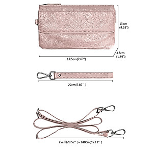 Uromee Wristlet Wallet Clutch Purses for Women Genuine Leather RFID Crossbody Bag Card Holder Detachable Shoulder Strap