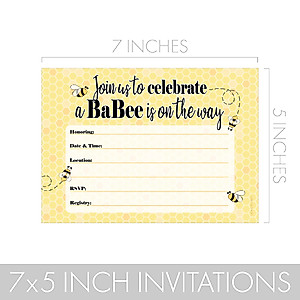 DISTINCTIVS Bumble Bee Baby Shower Party Invitations - BaBee on the Way - 10 Cards with Envelopes
