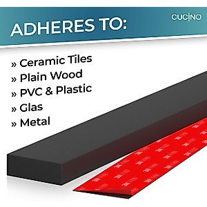 CUCINO Magnetic Knife Holder for Wall 16" No Drilling incl. Self Adhesive Tape - Extra strong Knife Holder - Awarded Knife Magnetic Strip - Made of Stainless Steel - black