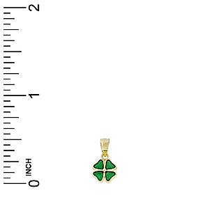 Gold Four Leaf Clover Charm - 10 Karat Solid Gold - Shamrock Pendant - Good Luck Charm Necklace - Irish Shamrock (Style 2)