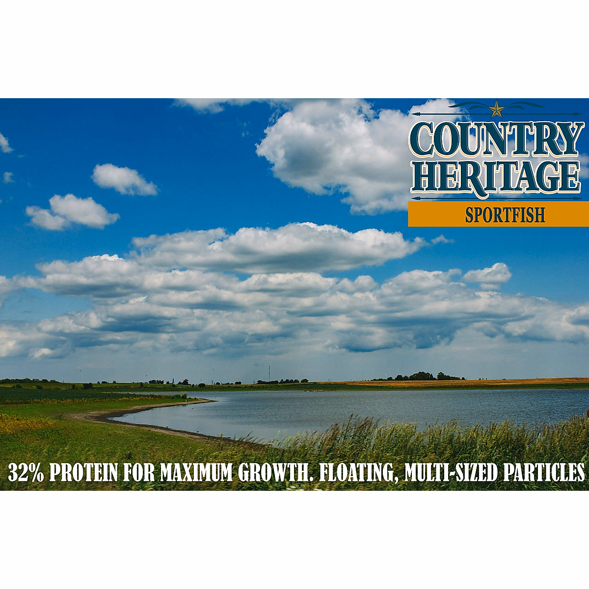 CountryMax Floating Sportfish Game Fish Food 32% Protein for Pond and Lakes, Extruded Feed for Bluegill, Catfish, Minnows, Bass, Carp (7 Pounds)