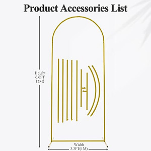Putros Metal Arch Backdrop Stand 6.6FT Gold Wedding Balloon Arched Backdrop Stand Square Arch Frame for Birthday Party Bridal Baby Shower Ceremony Decoration