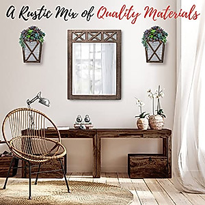 Autumn Alley Farmhouse Bathroom Mirror - Rustic Mirror - Vanity, Bathroom and Bedroom Mirror Wall- Country Farmhouse Decor, Mirror Barn Door Wood, Galvanized Metal, Small Size: 20" x 28", Brown