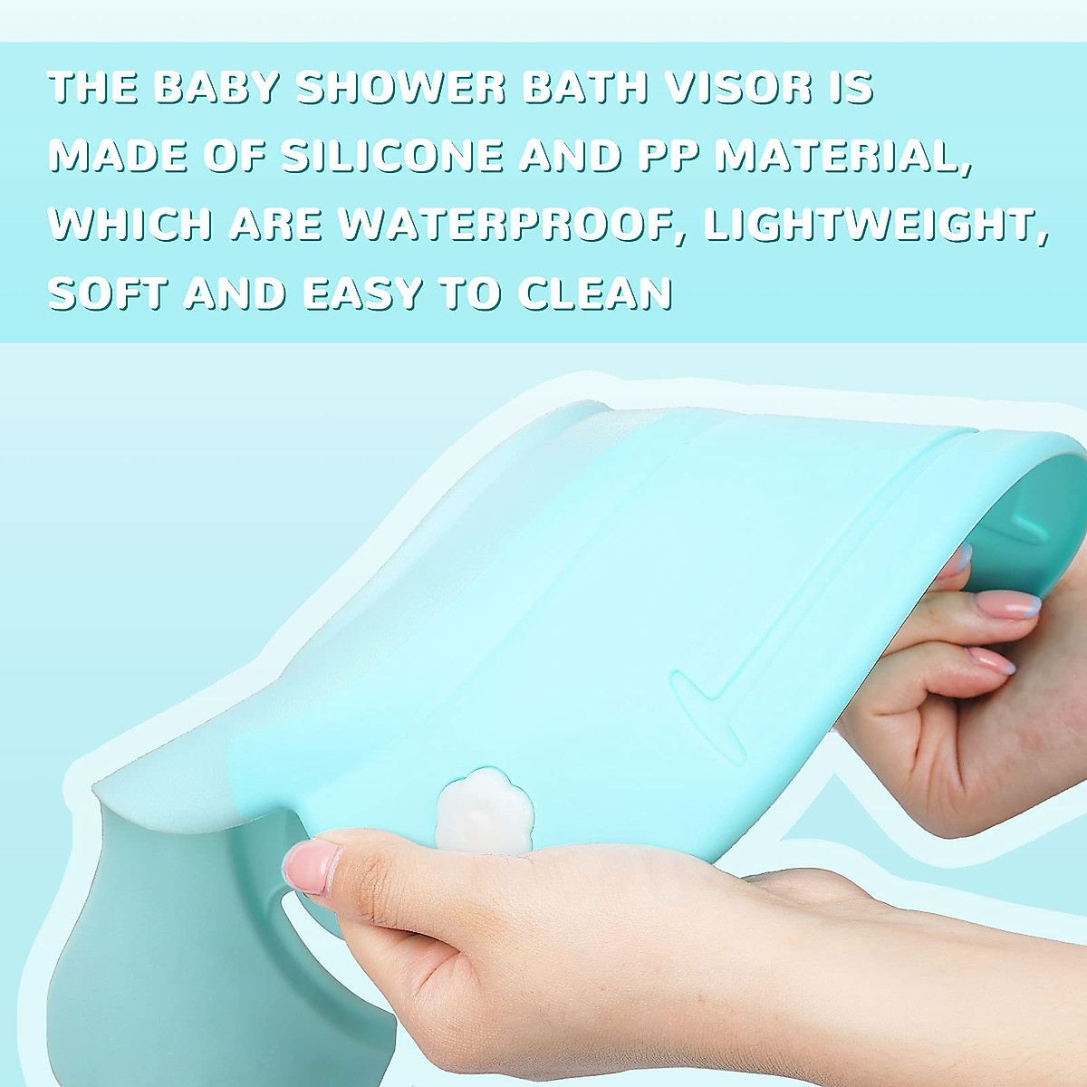 Baby Shower Cap Baby Hair Washing Bath Cap Safe Silicone Protection Bath Cap Soft Adjustable Visor Hat for Protector Head Eye Ear Shampoo Caps for Toddler Baby Kids Children