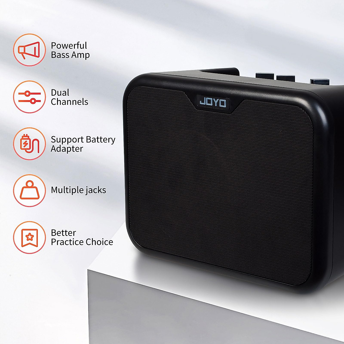 JOYO 10W Small Electric Guitar Amp Mini Portable Guitar Practice Amp Battery Powered Combo Guitar Amplifier Dual Channel & Aux in Jack (MA-10E)