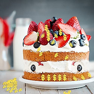 500Pcs Confetti Craft Sign, Money Sign Gold Money Sign Sequins, Glitter Gold Money Sign, Table Scatters Throwing Confetti for Casino Wedding Party Baby Bridal Shower Decorations Golden