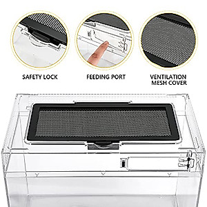 Reptile PC Glass Terrarium - Amphibians Tank Starter Kits, Acrylic Anti Breakage 12x9x7 inch, Top Sliding Door Screen Ventilation Mini Habitat Cages, Hygrometer, Hide Cave, Vines, Tweezer, Sprayer