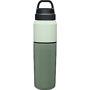 CamelBak MultiBev Water Bottle & Travel Cup – Vacuum Insulated Stainless Steel – Moss/Mint – 22 oz bottle & 16 oz cup