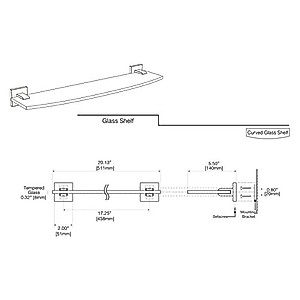 Gatco 4066 Elevate Glass Shelf, Brushed Brass