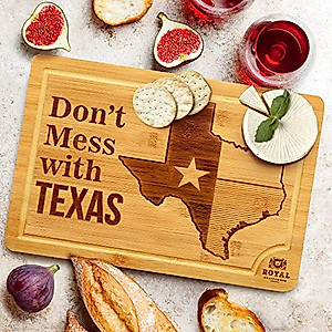 Bamboo State Cutting Board for Kitchen – Texas Cheese Board, Charcuterie Platter & Serving Tray, (15" x 10")