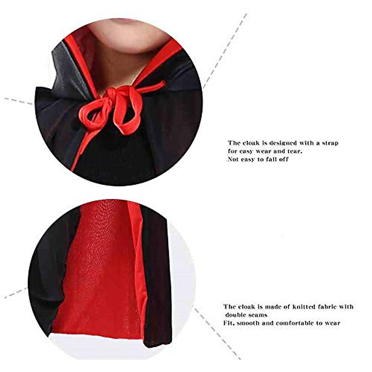 ZsSmddx Unisex Cosplay Christmas Halloween Witch Party Reversible Hooded Vampires Cape Cloak（Dual-Layer,Black and red ） (S, Stand Collar)