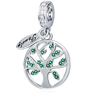 Family Tree of Life Charms fits Pandora Happy Mothers Day Bracelet, 925 Sterling Silver Dangle Familia Heritage Bead Pendant with CZ, Gifts for Easter/Father/Daughter/Son