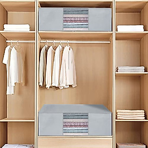 ZenTiky 3 Packs Large Clothes Storage Bag, Double Zipper Clothes Organizer with Clear Window for Store Quilt, Blanket, Pillow, Bed Sheet, Jacket (XL + L + M)