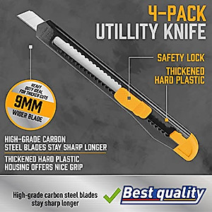 Amartisan 14-Piece Retractable Box Cutter, Utility Knifes for Boxes, Cartons, Cardboard Cutting, 18mm & 9mm Wide Blade Cutter, Very Suitable for Office and Home Use.