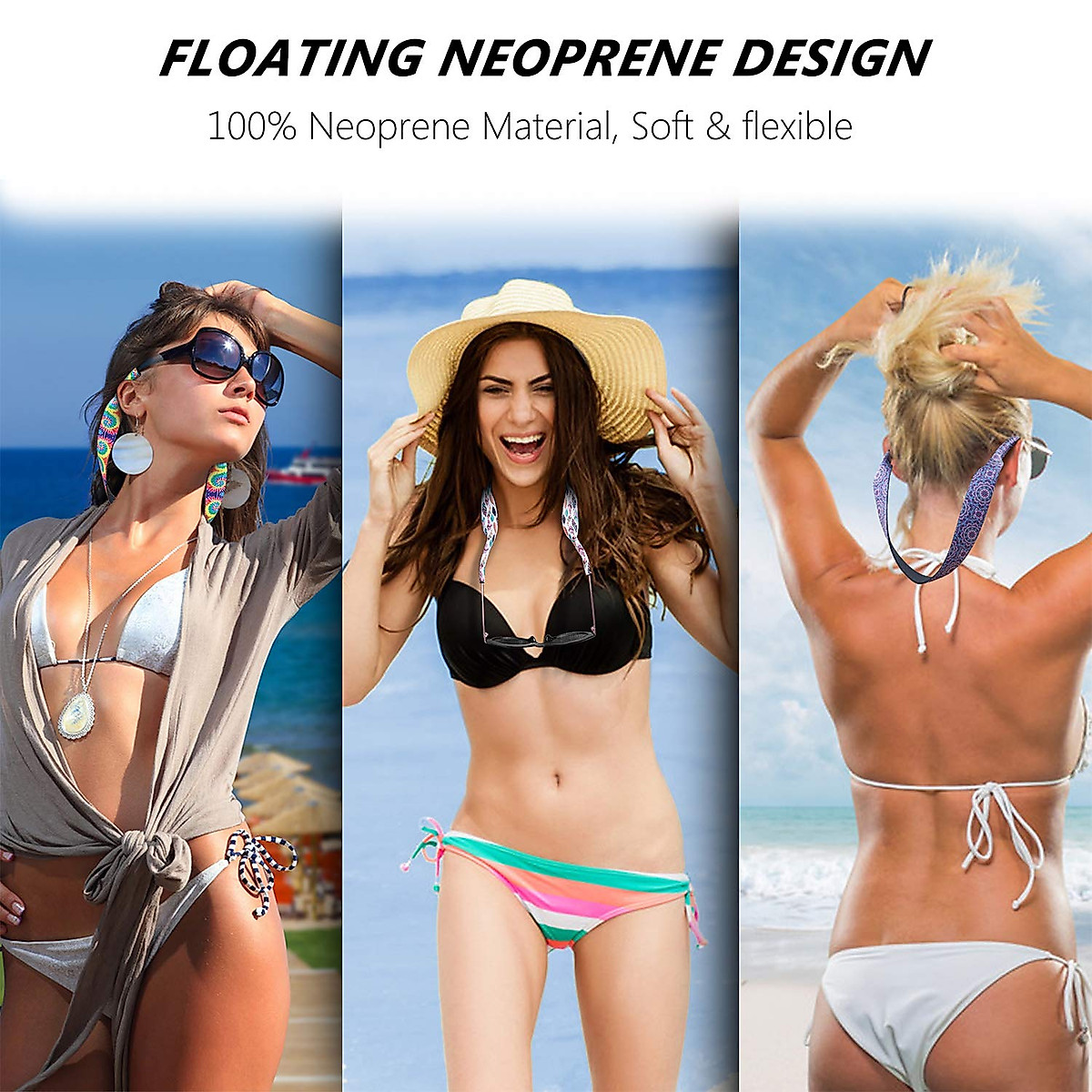 YR Floral Pattern Sunglass Straps, Soft And Durable Neoprene Material Floating Eyewear Retainers, 3 Packs. (Pattern-5)