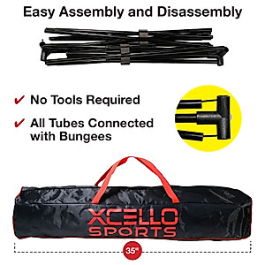 Xcello Sports Complete Badminton Racket Set - Includes 17-Foot Foldable Net, 4 Rackets, 6 Shuttlecocks, and Carry Bag