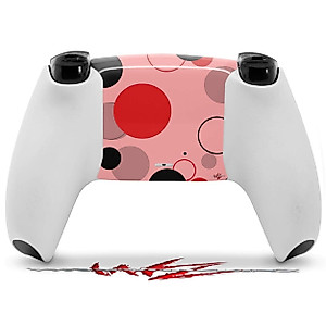 WraptorSkinz Skin Wrap compatible with Sony PS5 DualSense Controller Lots of Dots Red on Pink (CONTROLLER NOT INCLUDED)