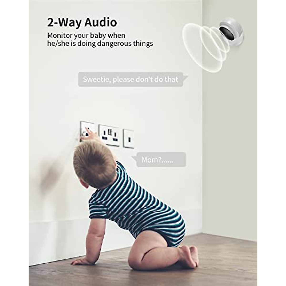 BJS Baby Monitor with Camera and Audio, 1080P Indoor Home Camera with Sound and Motion Detection, Baby/Pet Elder/Nanny, Infrared Night Vision (1 Pack), White (BM-A-1)