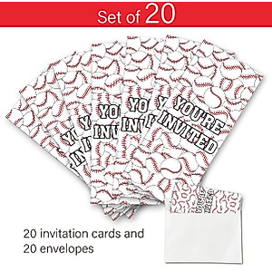 LyoGao 20 Pack Baseball Ticket Birthday Party Invitations With Envelopes Baseball Sports Birthday Party Ticket Style Invitations Fill in Invites Cards