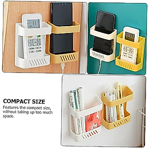 PRETYZOOM 3pcs Tool Holder White Storage Shelves Self Adhesive Remote Control Holders Wall-Mounted Phone Holder Household Wall Storage Rack Household Wall Storage -Mounted Rack Abs