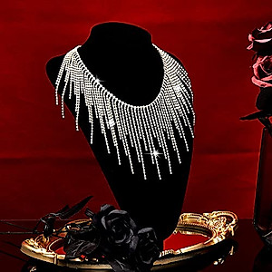 MTLEE Trim Rhinestone Fringe Belt Beaded Ribbon Tassel Chain for Jeans Clothing Accessories DIY Decoration (1 Yard, Silver)