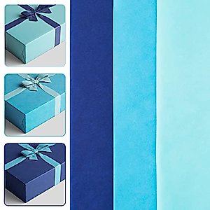 MR FIVE 60 Sheets Gift Tissue Paper Bulk,20" x 14",Blue Tissue Paper for Gift Bags,Gift Wrapping Tissue Paper for Easter Halloween Birthday Wedding Baby Shower Christmas, 3 Colors (Blue)