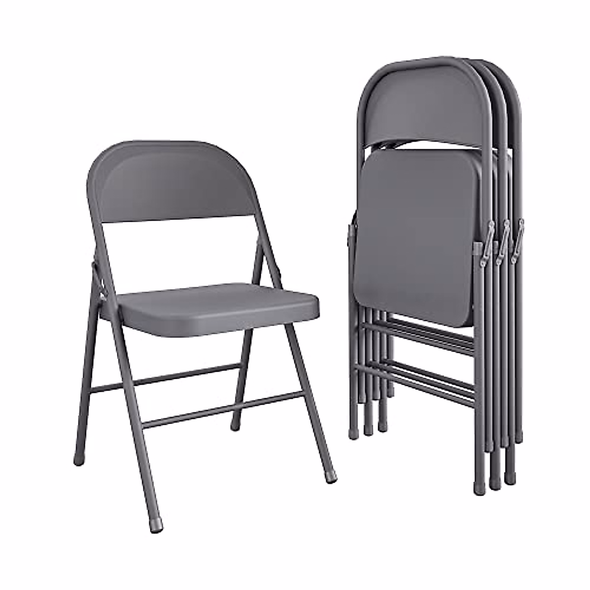 CoscoProducts COSCO All- Steel Folding Chair, 4-Pack, Gray