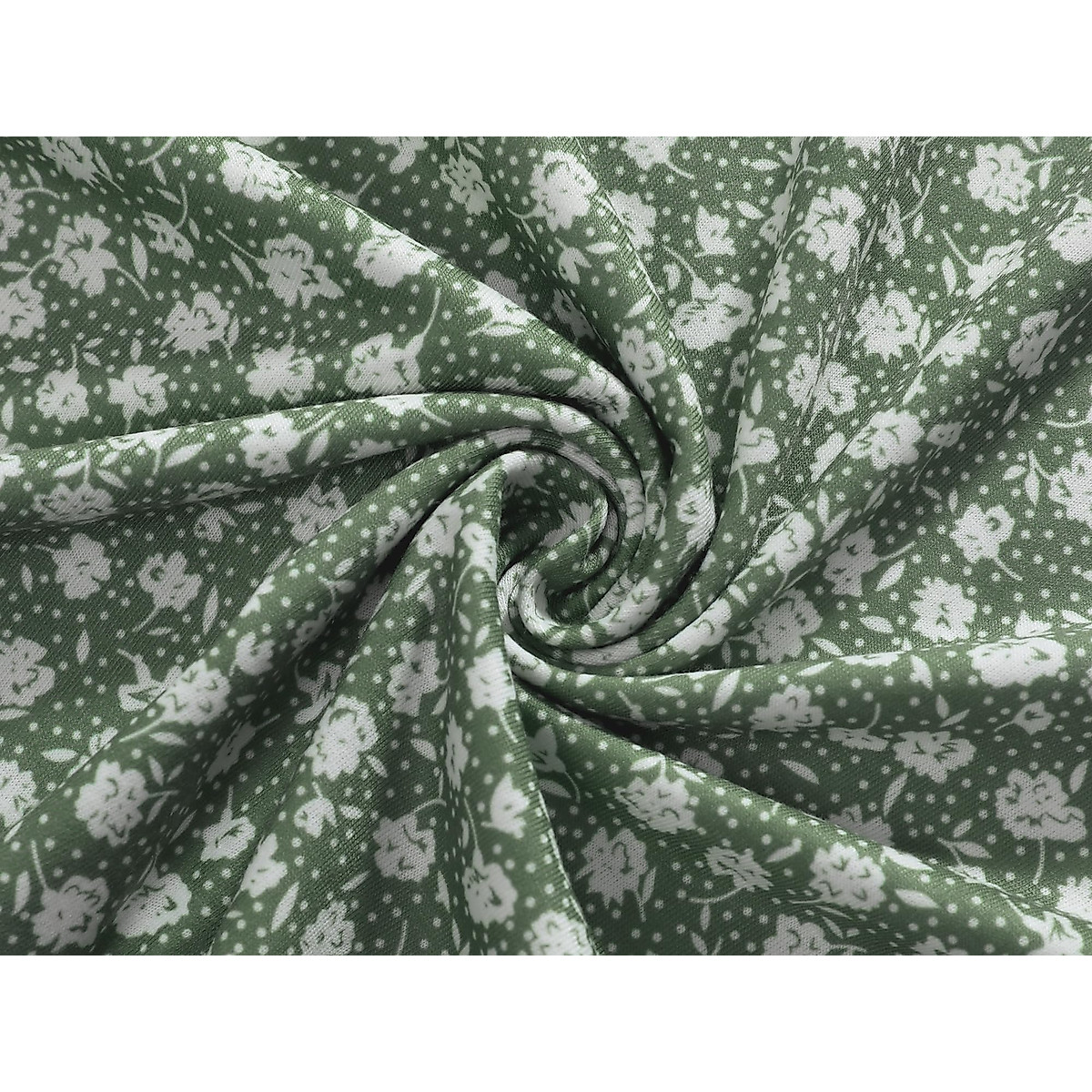 FENSACE Women's Casual Dresses Fit and Flare Green Floral Dress(Floral-32,Large)