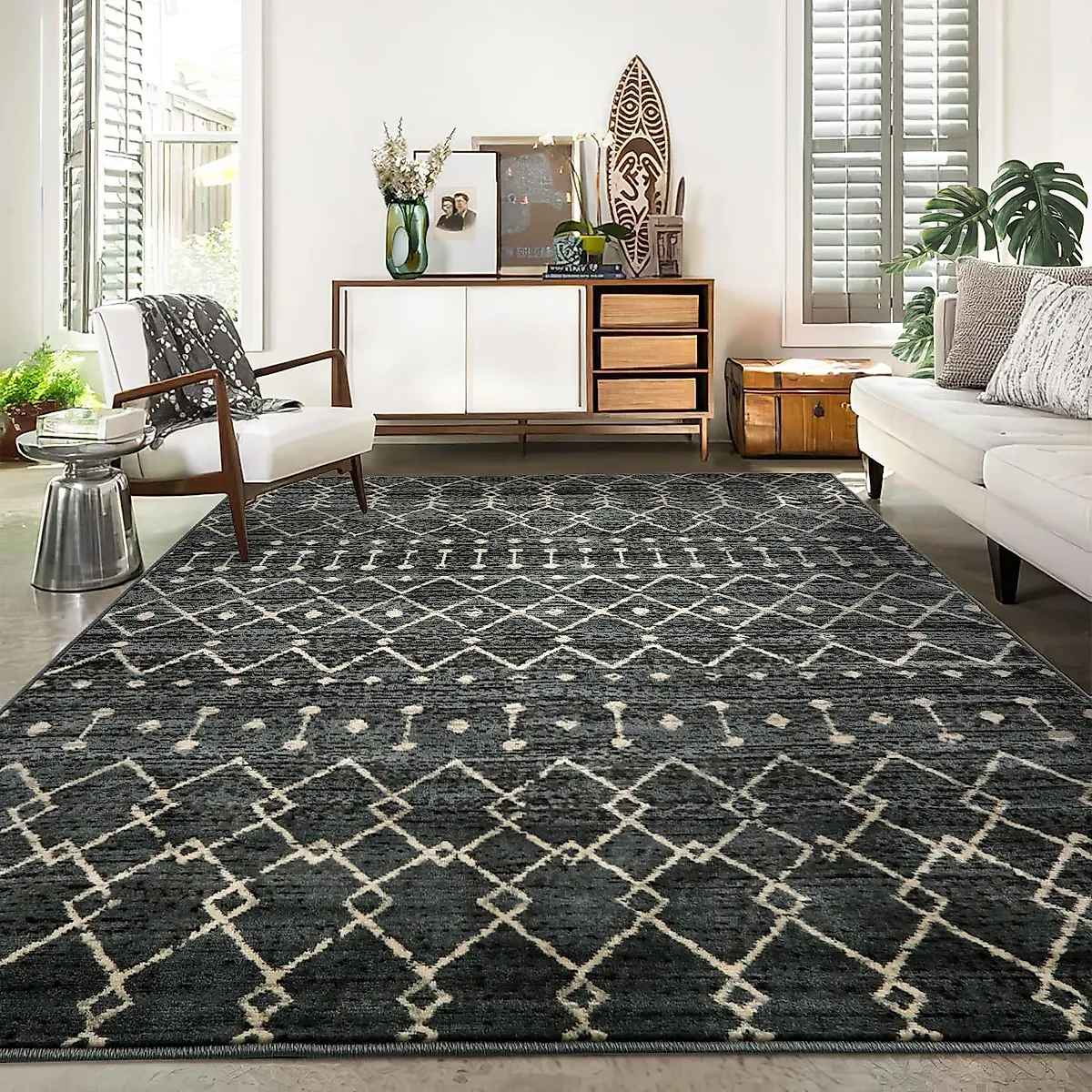 COZYLOOM Large Area Rug for Bedroom Non-Shedding Non-Slip 8x10 Carpet Traditional Rug for Living Room Bedroom Dining Room Kitchen Office Nursery Home Decor,Grey