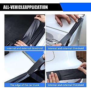 GKmow 1 PC Car 3D Carbon Fiber Sticker, 1.96In x 32.8Ft Self-Adhesive Multi-Purpose Decorative Car Sticker, Personalized and Creative PVC Decorative Accessories, Suitable for Most Models (Black)