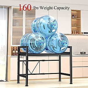 PUSDON Extendable Microwave Oven Rack, Adjustable Microwave/Toaster Shelf Heavy Duty Stand Kitchen Counter Top Organizer(L15.7~23.6" xW12.6 xH18.9), 2-Tier with 3 Hooks, 160lbs Weight Capacity, Black