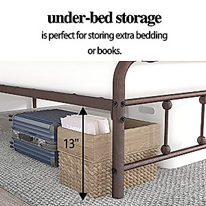 Ponsalion California-King-Bed-Frame with-Headboard and-Footboard Set - Platform Bed Frame Cal-King Size,16 Inches High,no Box Spring Needed,Easy to Assemble(Brown)