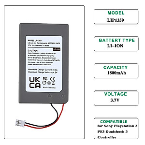 PowerTrust 2Pack 1800mAh LIP1359 Battery Compatible with Sony PlayStation 3 PS3 Dualshock 3 Wireless Controller CECHZC2E, CECHZC2U
