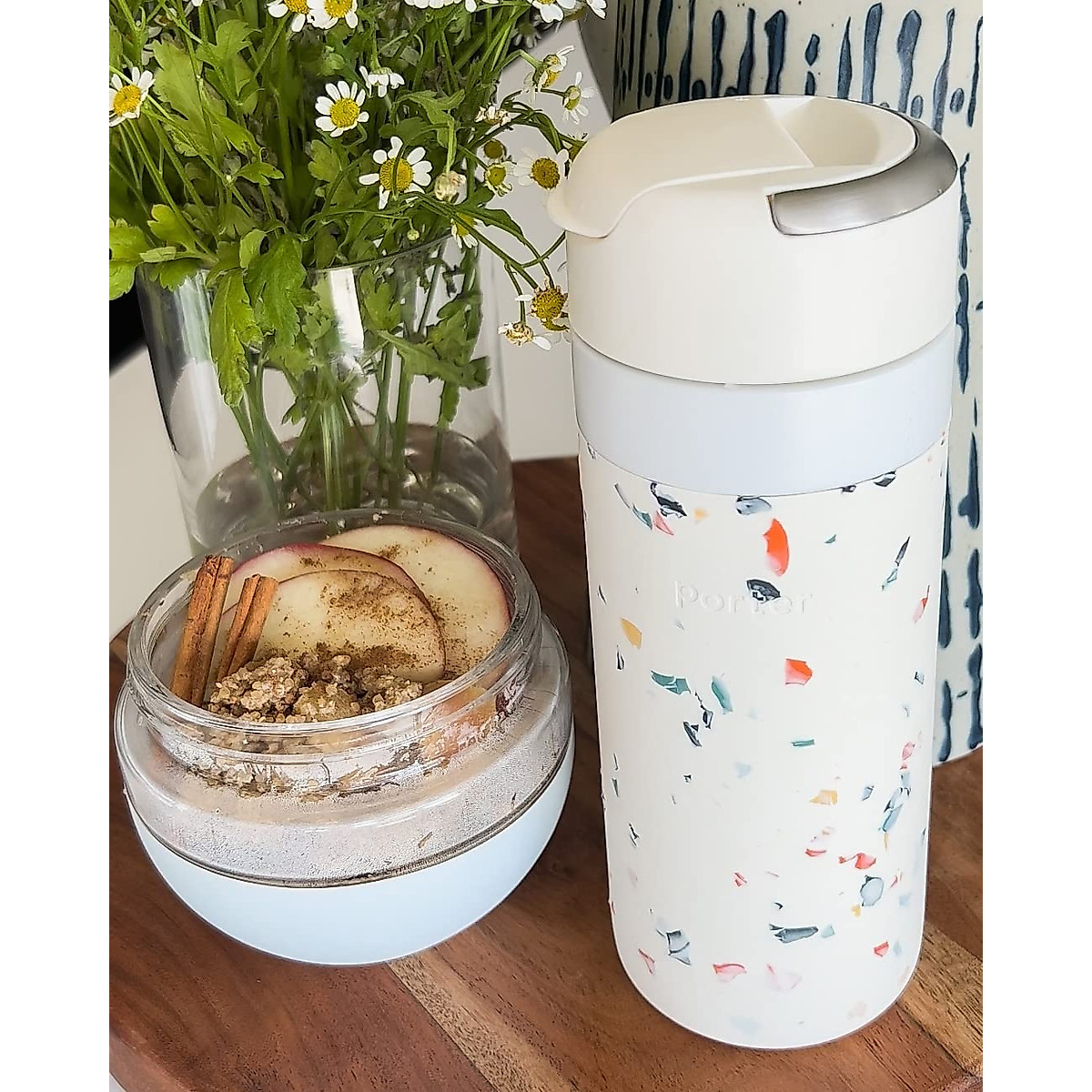 W&P Porter Drink Through Lid for Insulated Water Bottles, Leak-Proof, Carrying Handle, BPA Free, Cream