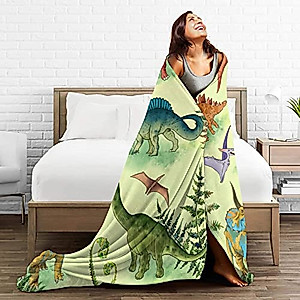 Dinosaur Soft Throw Blanket 60"X50" Lightweight Flannel Blanket for Couch Bed Sofa Home Living Room Decor Travelling Camping for Kids Adults