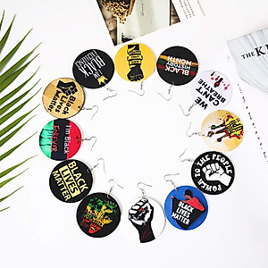 Honsny African Wooden Earrings for Women Round Wooden Painted Ethnic Earrings Drop Dangle Earrings Set